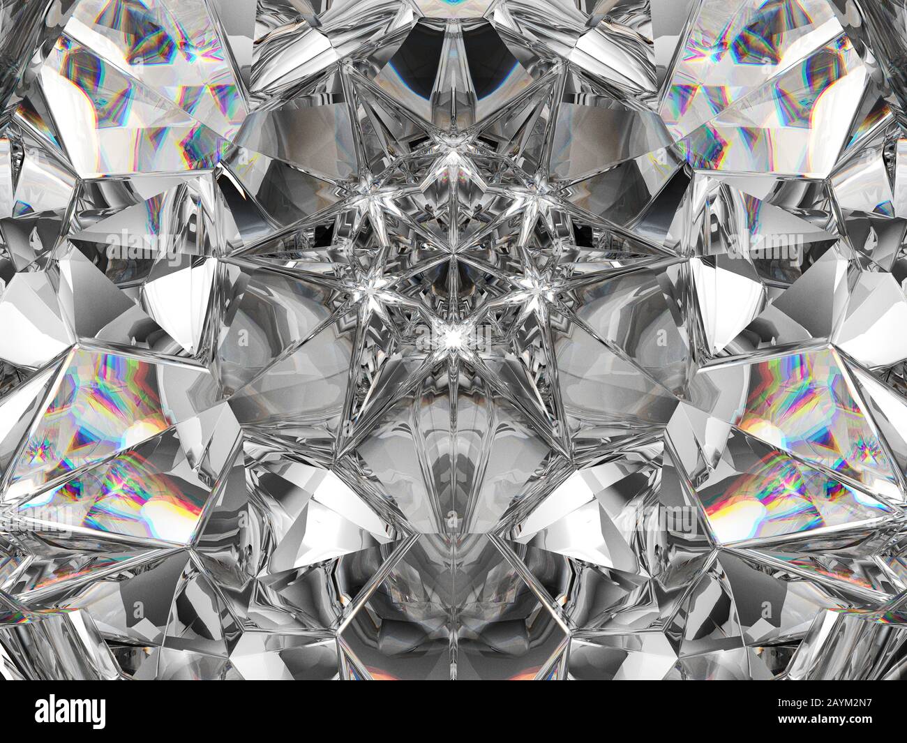 Gemstone or diamond texture closeup and kaleidoscope. 3d render, 3d ...