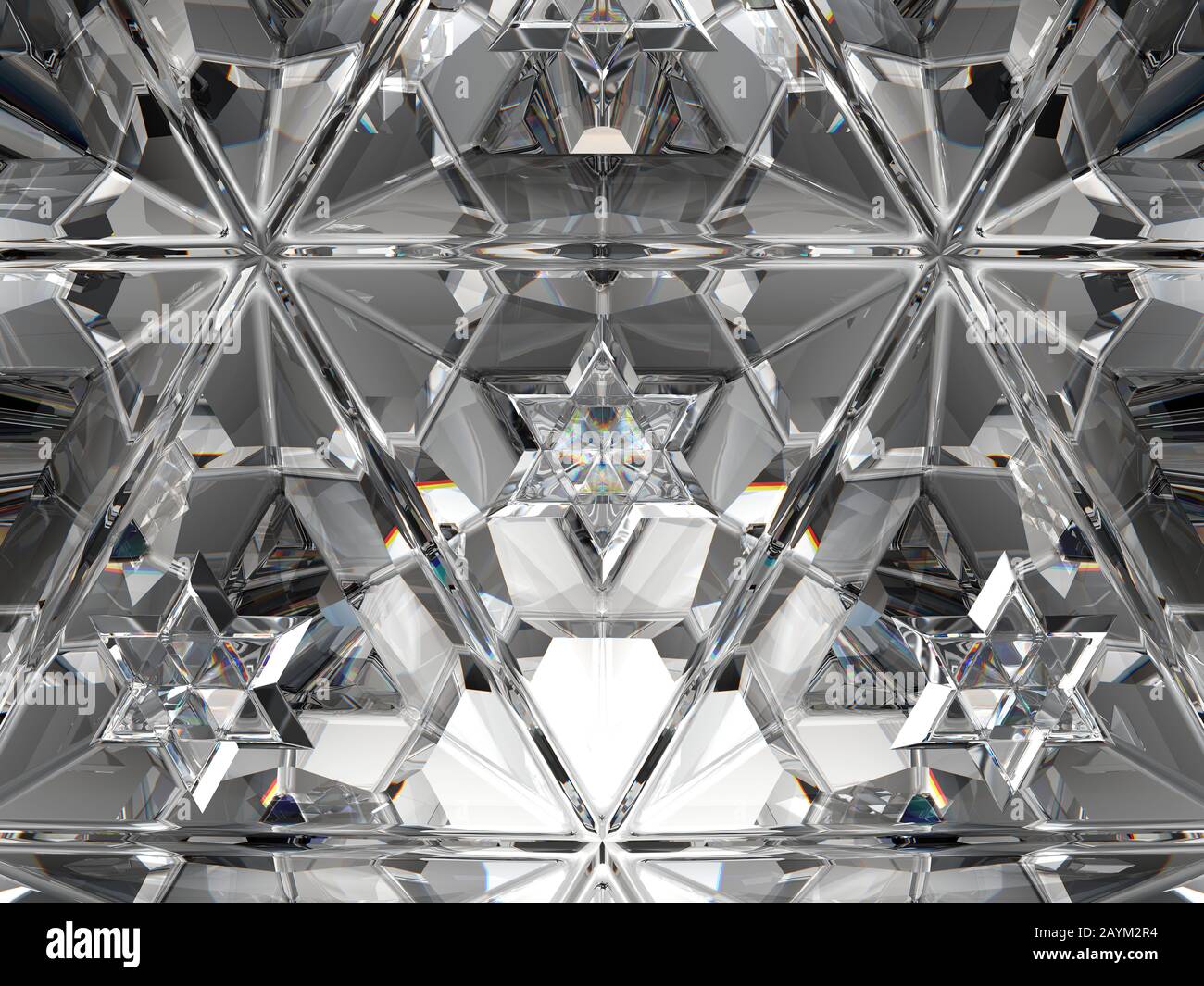 diamond structure star shape and kaleidoscope background. top view of ...