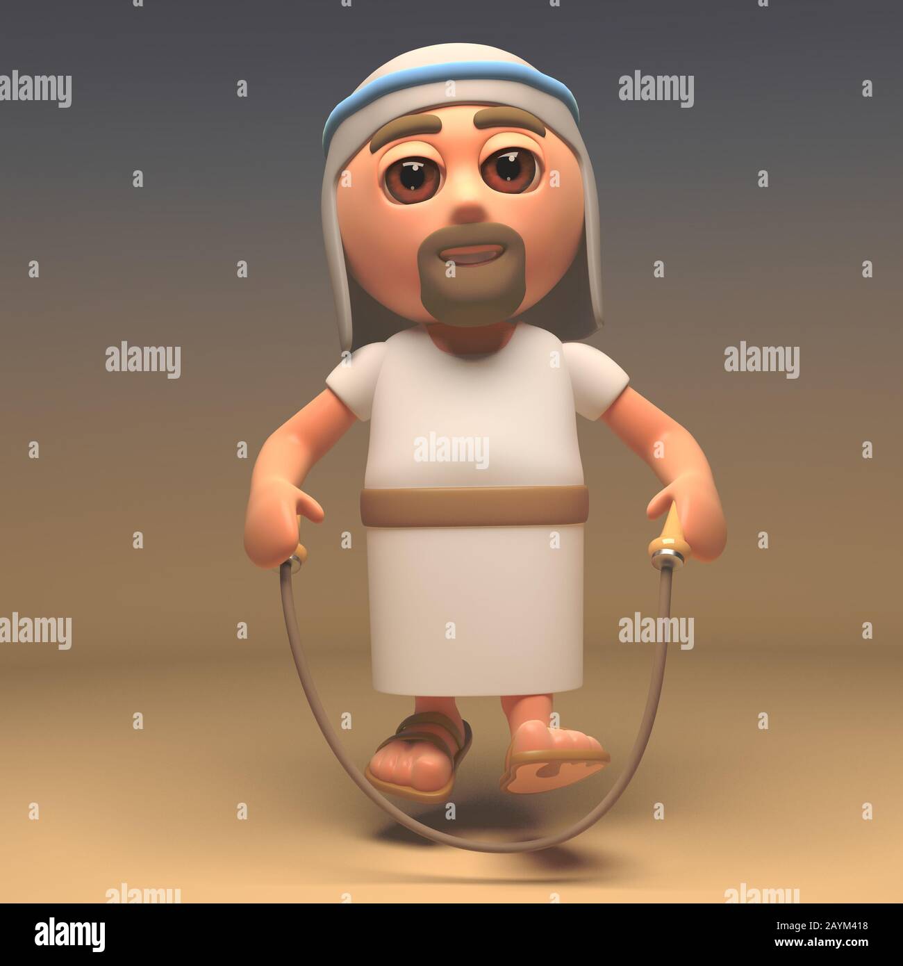 Jesus Christ the son of God stays fit with a skipping rope, 3d ...