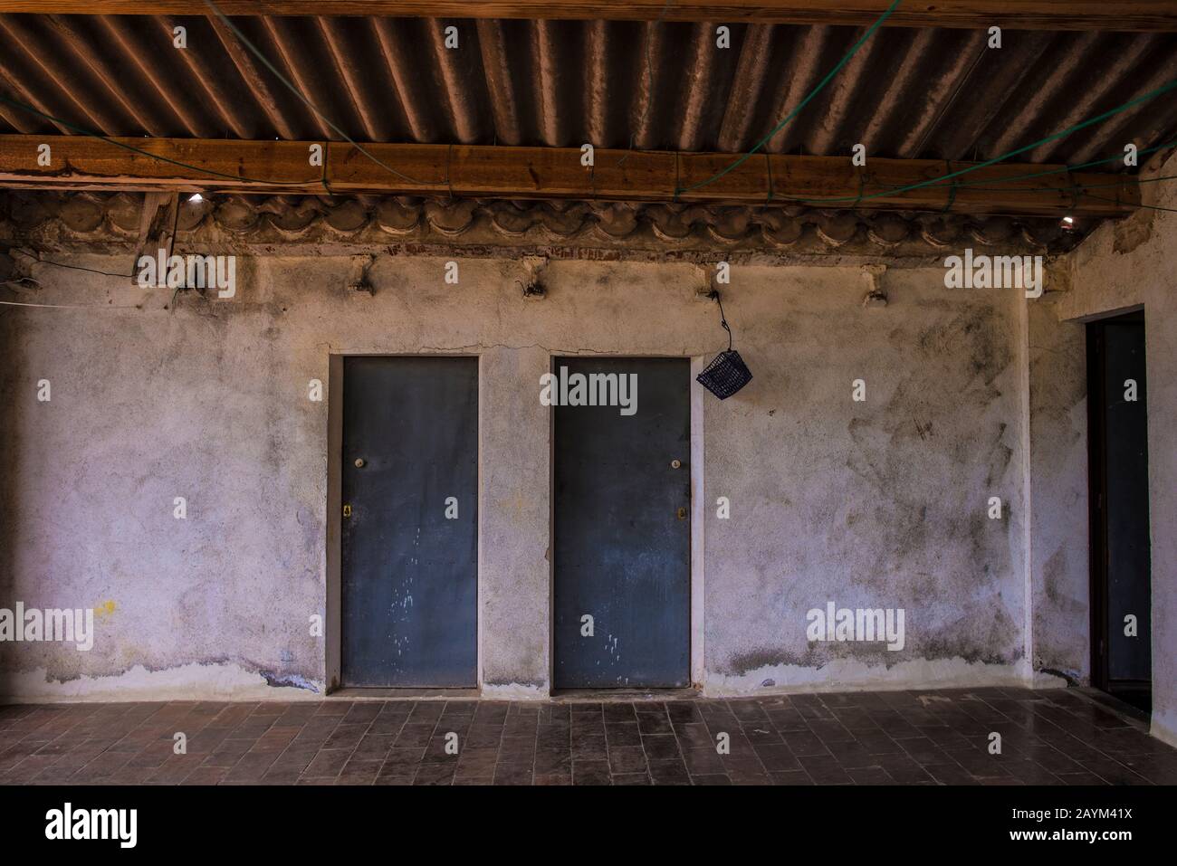 Interesting architecture of an old abandoned hall Stock Photo - Alamy