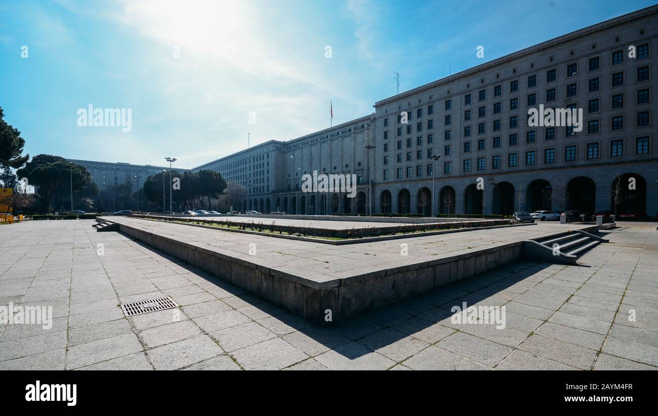 Madrid, Spain - February 15, 2020: Facade of Nuevos Ministerios or New ...