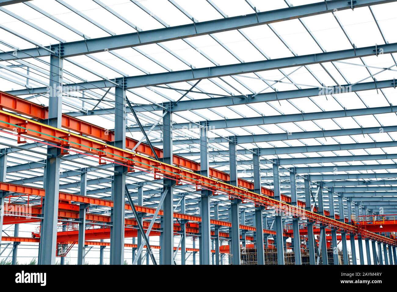 In the construction site, steel structure is under construction Stock ...