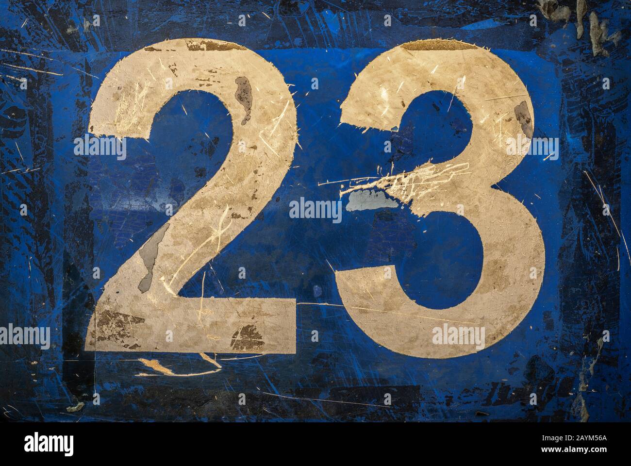 Shabby Scratched Old Painted Number On A Matte Plastic Surface Of The ...