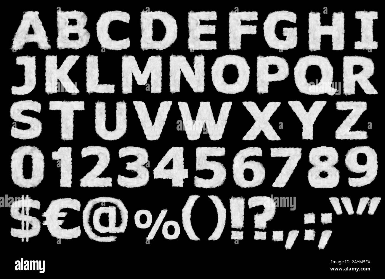 English alphabet numbers, punctuation and special characters made of ...