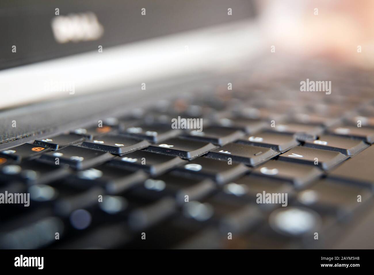 Black and white focus on windows keyboard . Notebook keyboard . Close ...