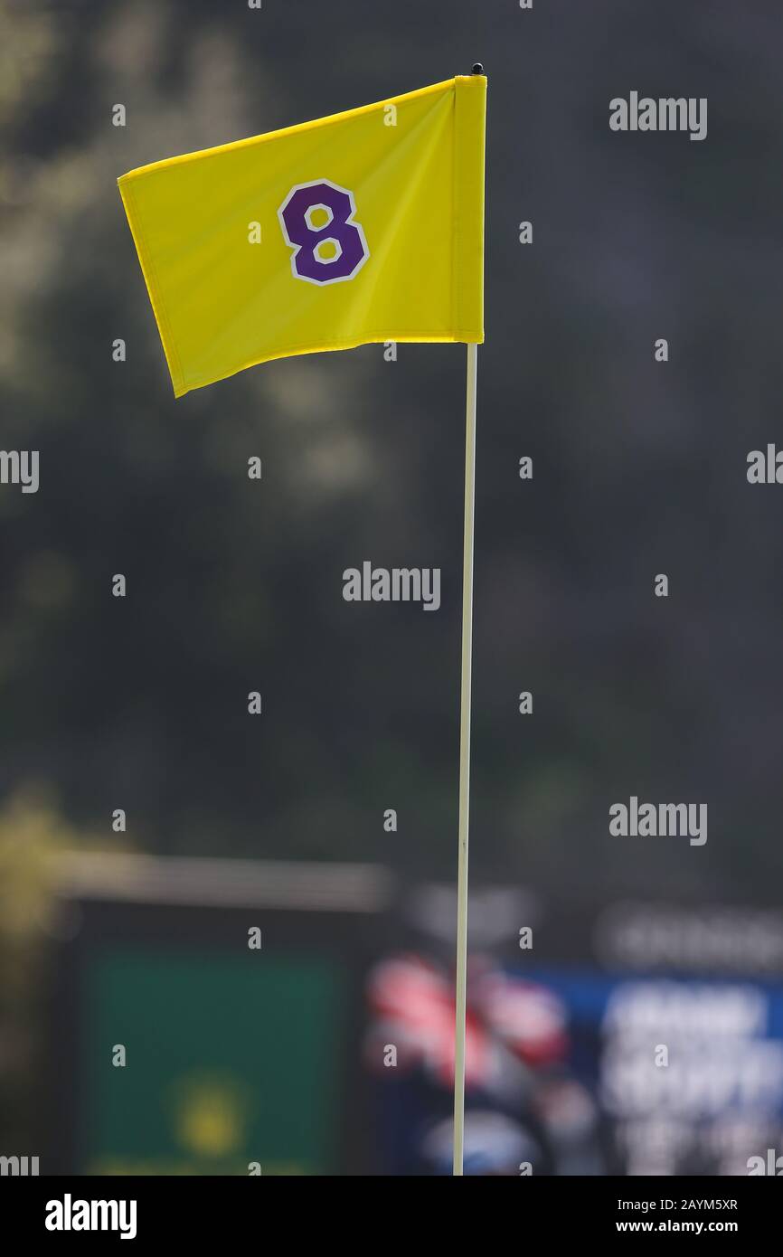 Los Angeles, USA. 15th Feb, 2020. Kobe Bryant hole flag during the ...