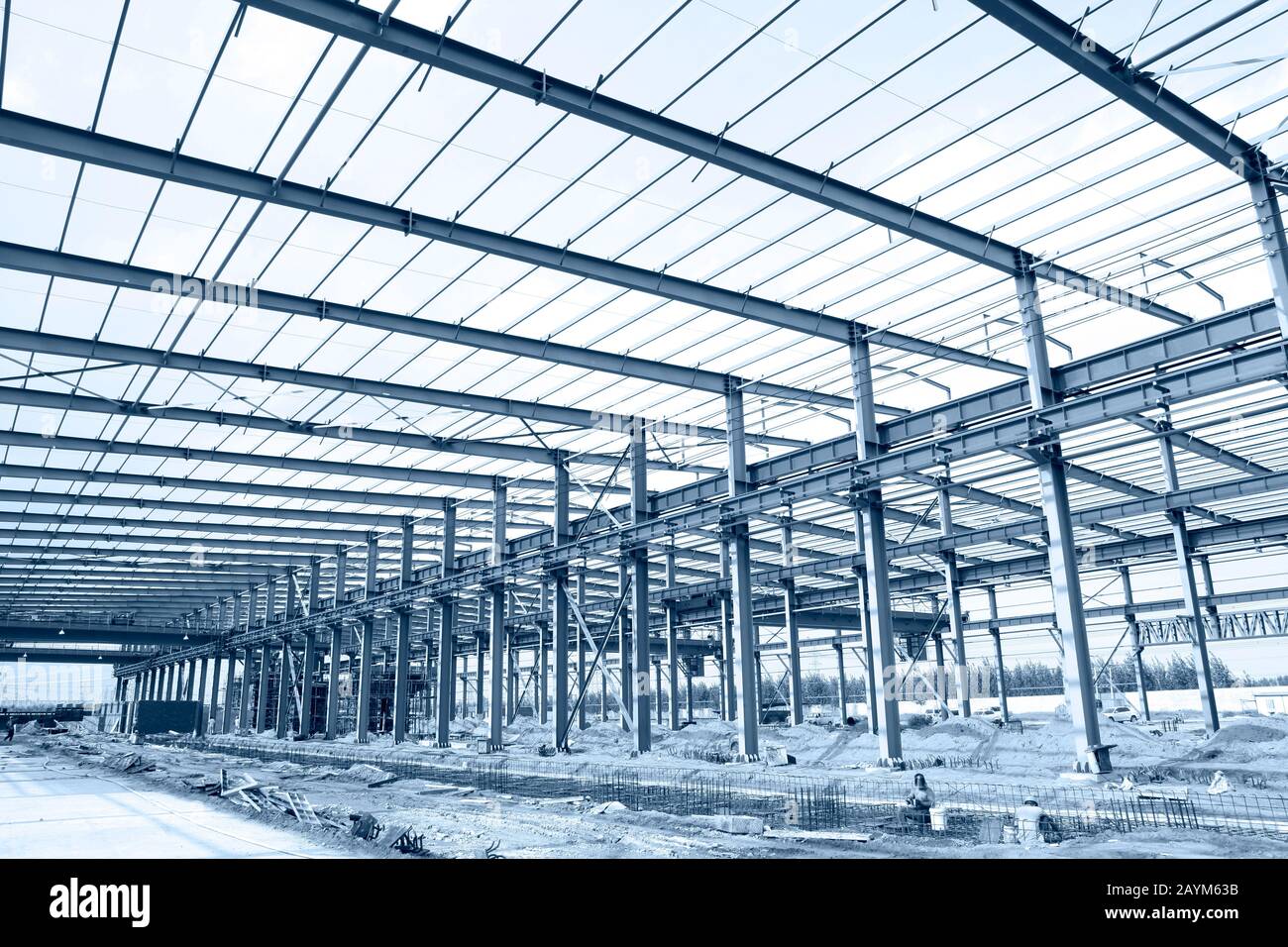 In the construction site, steel structure is under construction Stock ...