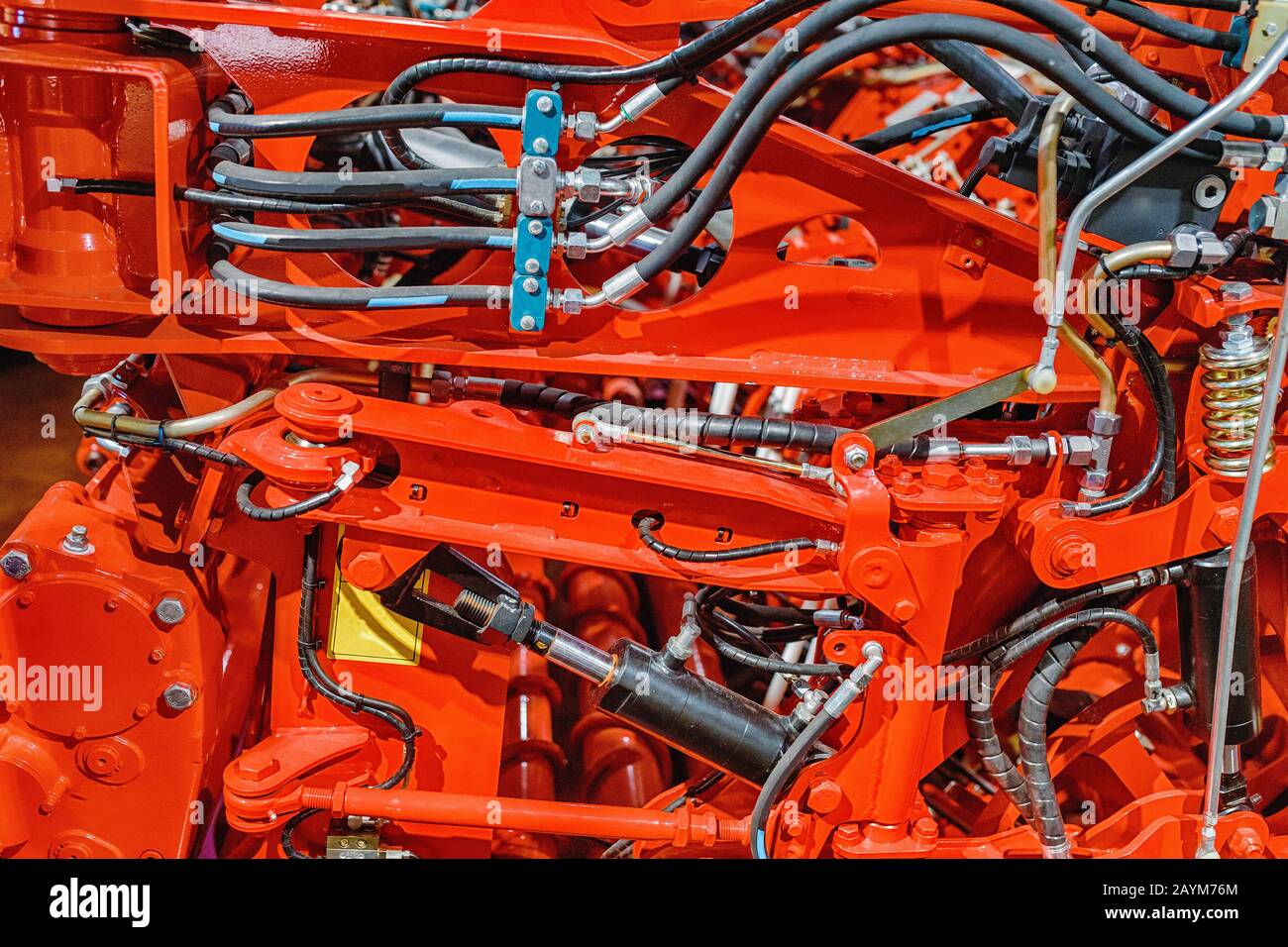 Industrial agricultural heavy machinery background closeup Stock Photo ...