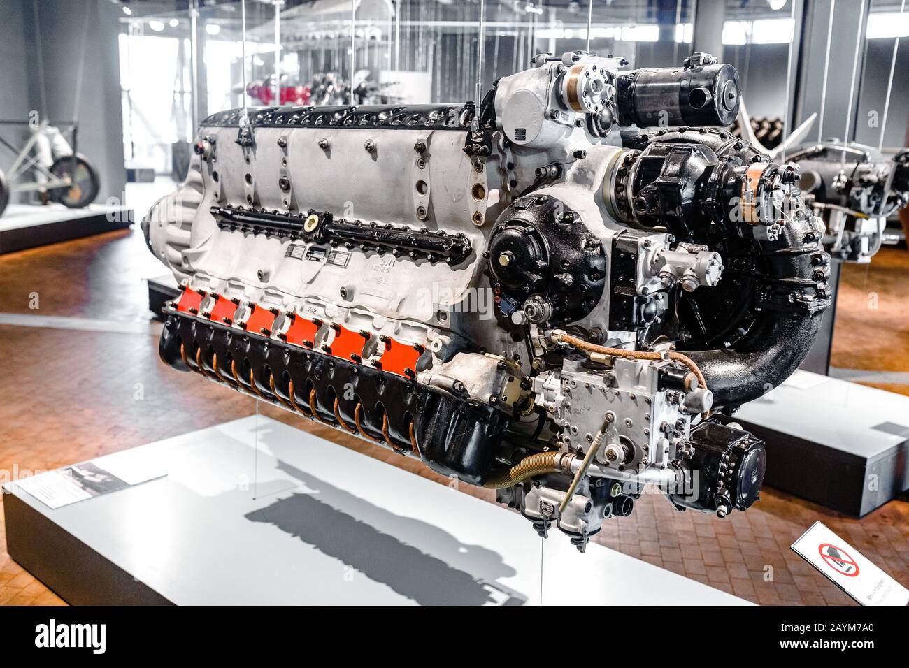 BERLIN, GERMANY - 19 MAY 2018: Heavy machine Engine or motor standing ...