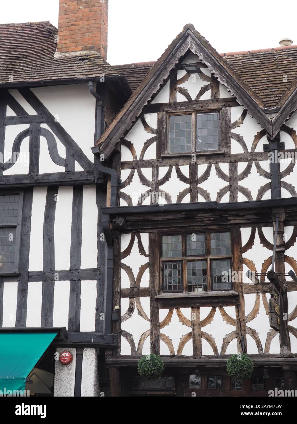 a decorative timbered house from the tudor era in England, uk Stock ...