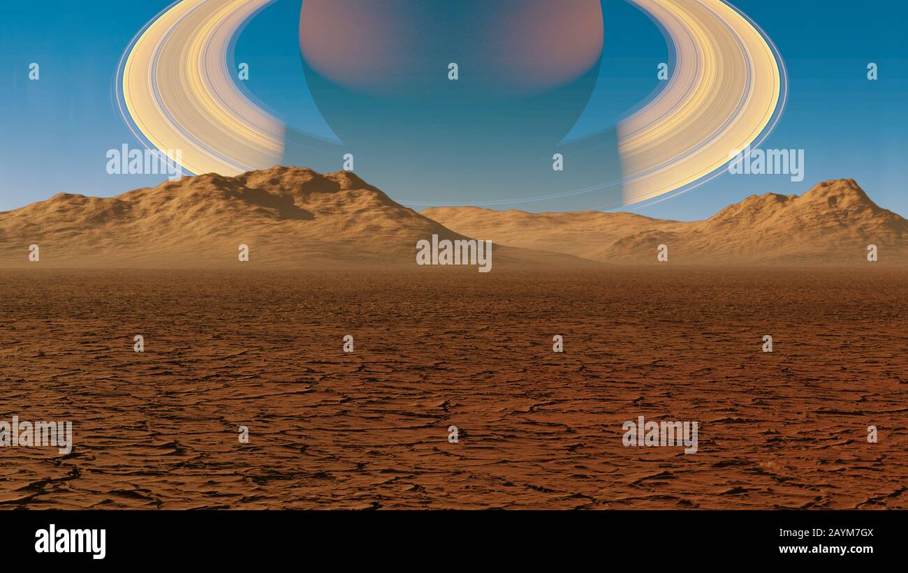 alien planet landscape, desert on the surface of an exoplanet Stock ...
