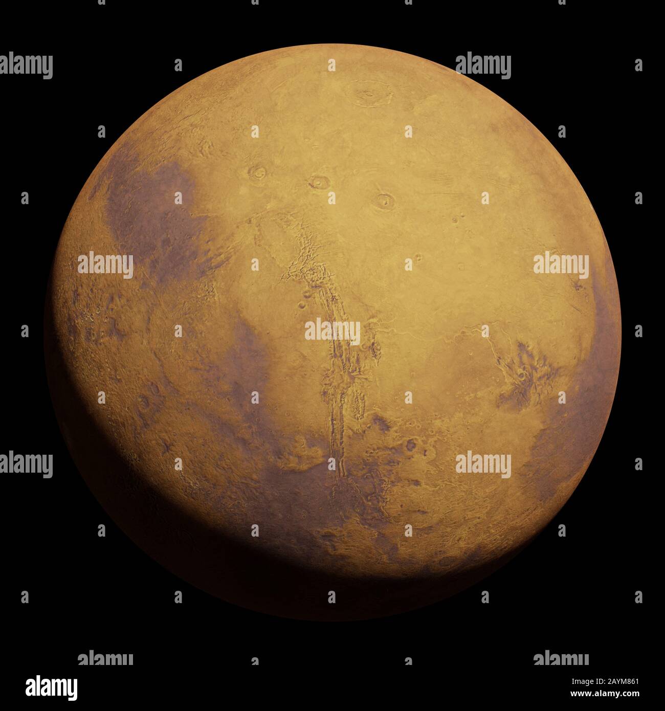 planet Mars in natural colors isolated on black background Stock Photo ...