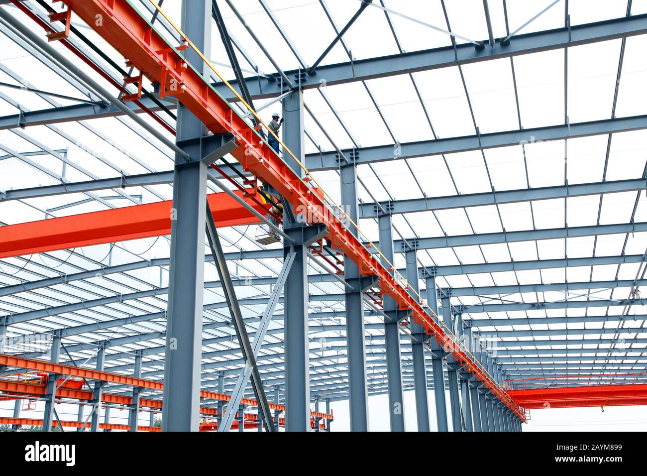In the construction site, steel structure is under construction Stock ...