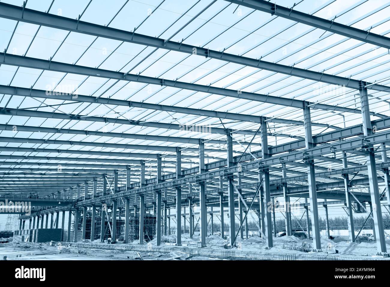 In the construction site, steel structure is under construction Stock ...