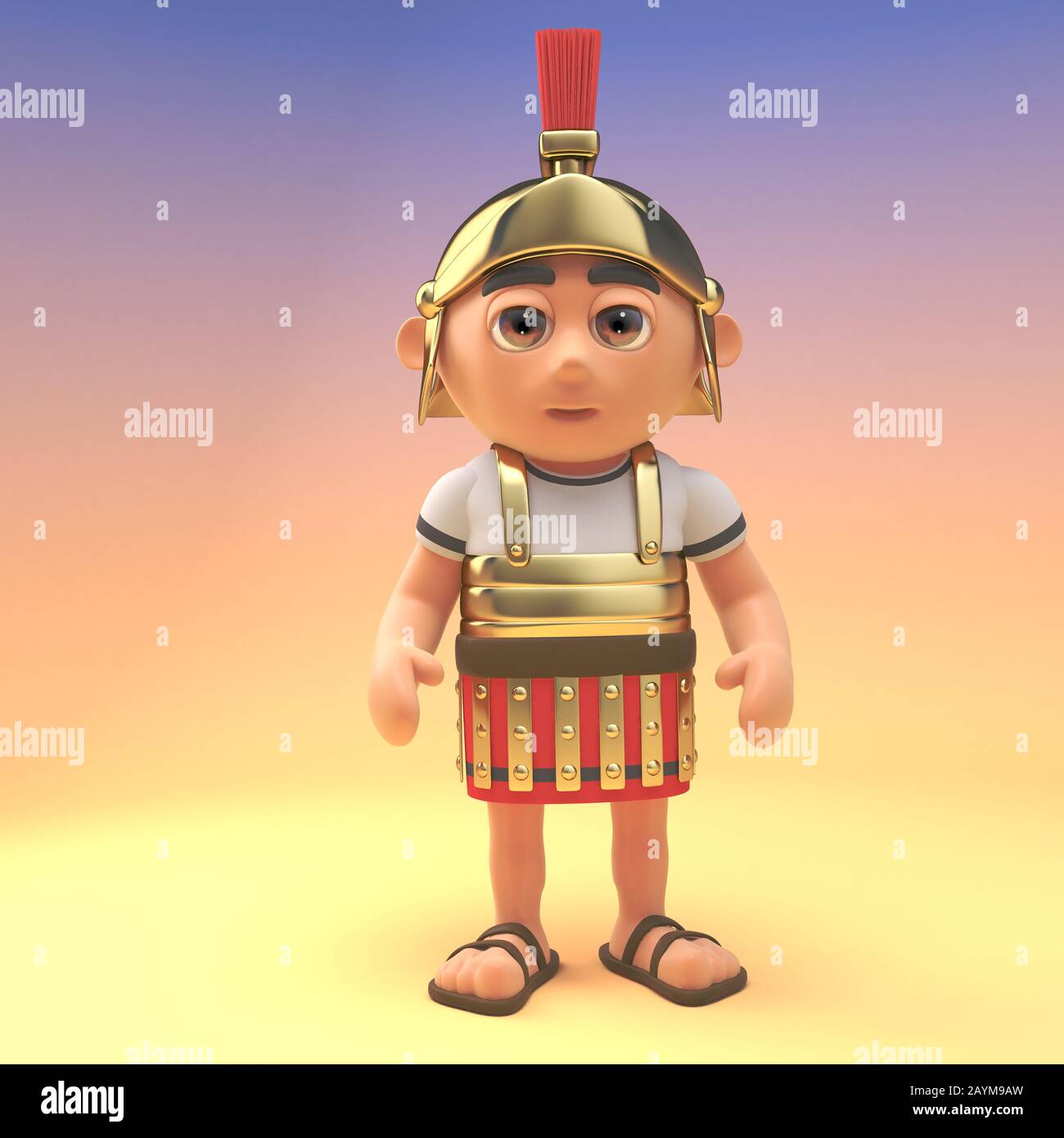 Disciplined Roman centurion soldier stands to attention, 3d ...