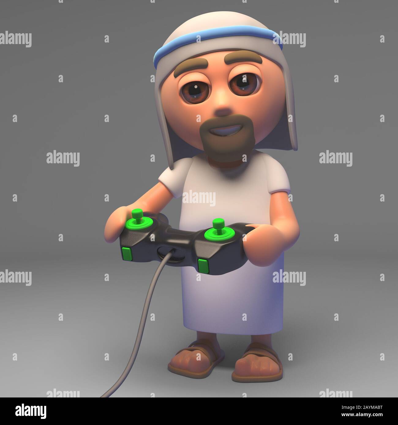 Jesus Christ the Messiah playing a video game with a joystick ...