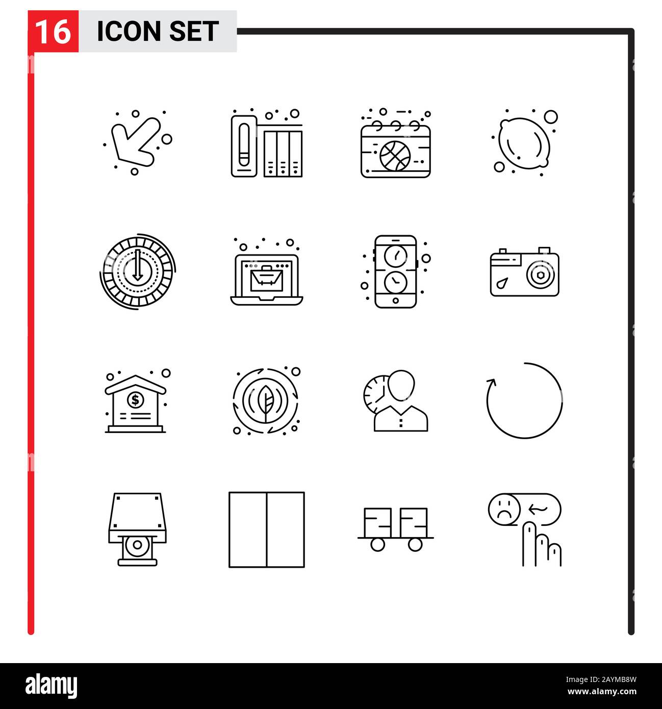 16 General Icons for website design print and mobile apps. 16 Outline ...