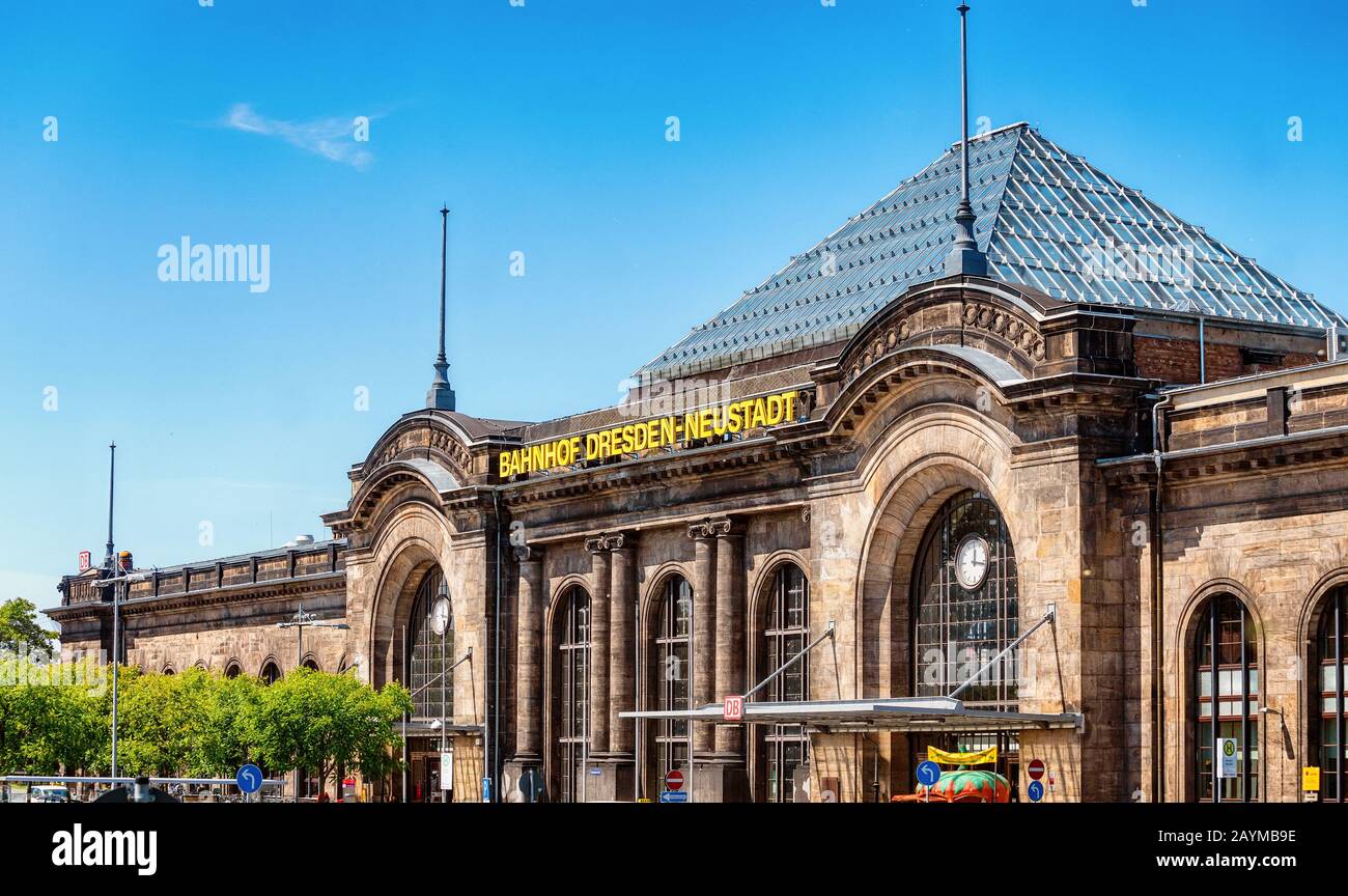 DRESDEN, GERMANY, 20 MAY 2018: Facade of the Central Railway and Bus ...