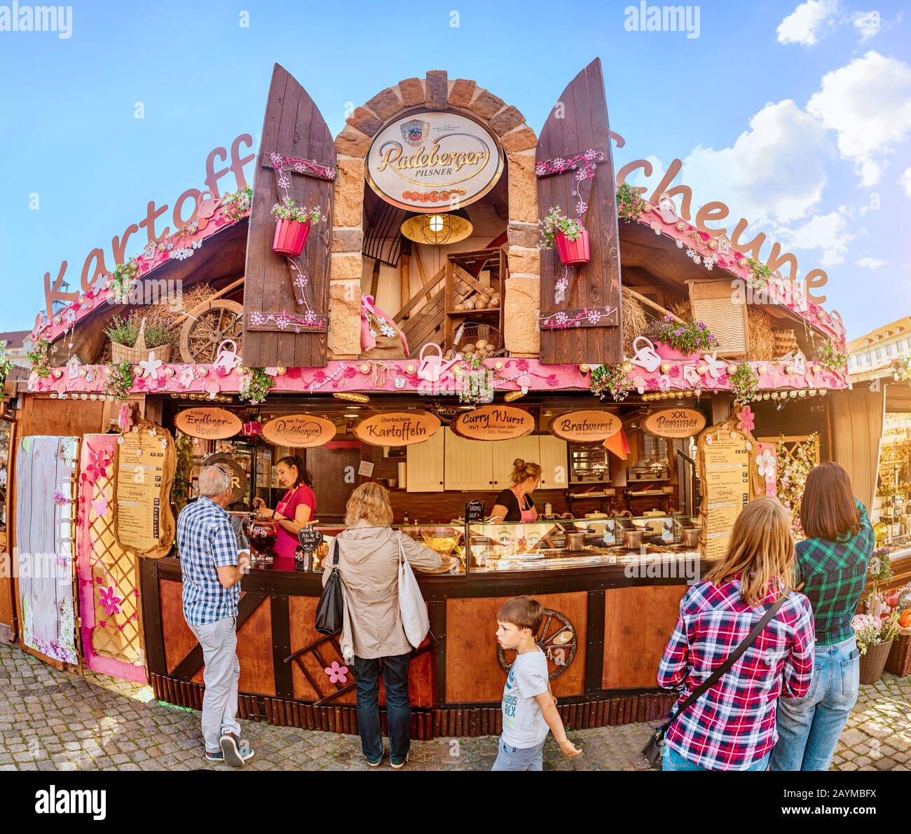 DRESDEN, GERMANY - 20 MAY 2018: People visit Spring Fair festival ...