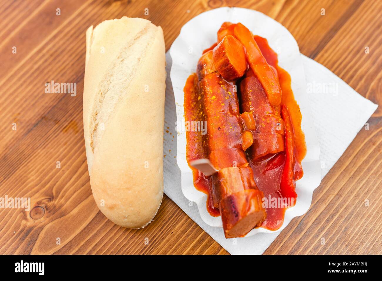 Traditional German street food curry wurst sausage Stock Photo - Alamy
