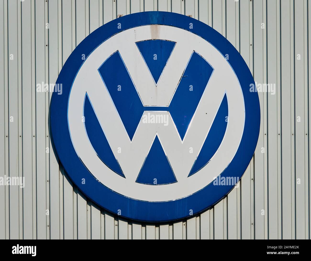 Braunschweig, Germany, January 11., 2020: VW logo on the facade of the ...