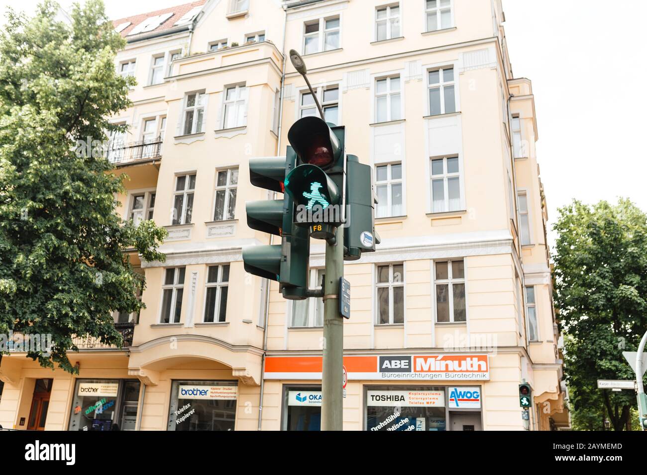 16 MAY 2018, BERLIN, GERMANY: pedestrian traffic light showing ...