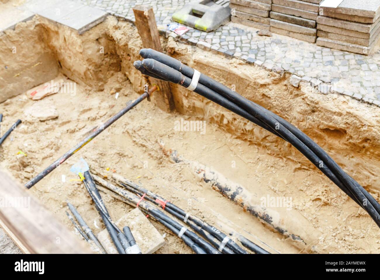 High Voltage Underground Power Cable Stock Photos & High Voltage ...