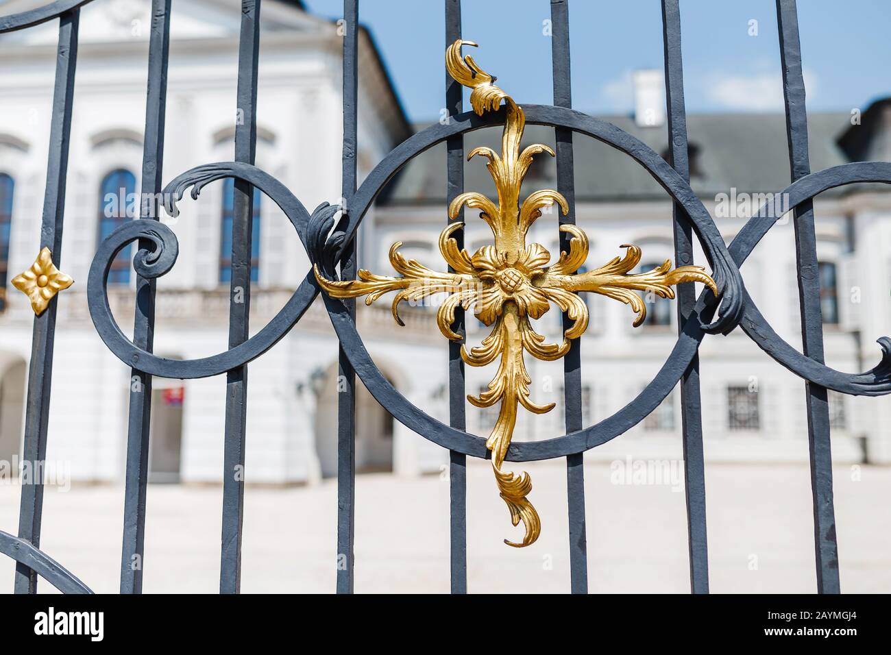 ornate iron and gold elements of gate decoration Stock Photo - Alamy