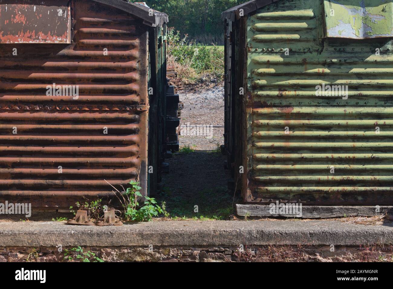 old weathered railway wagons converted to be used for storage at ...