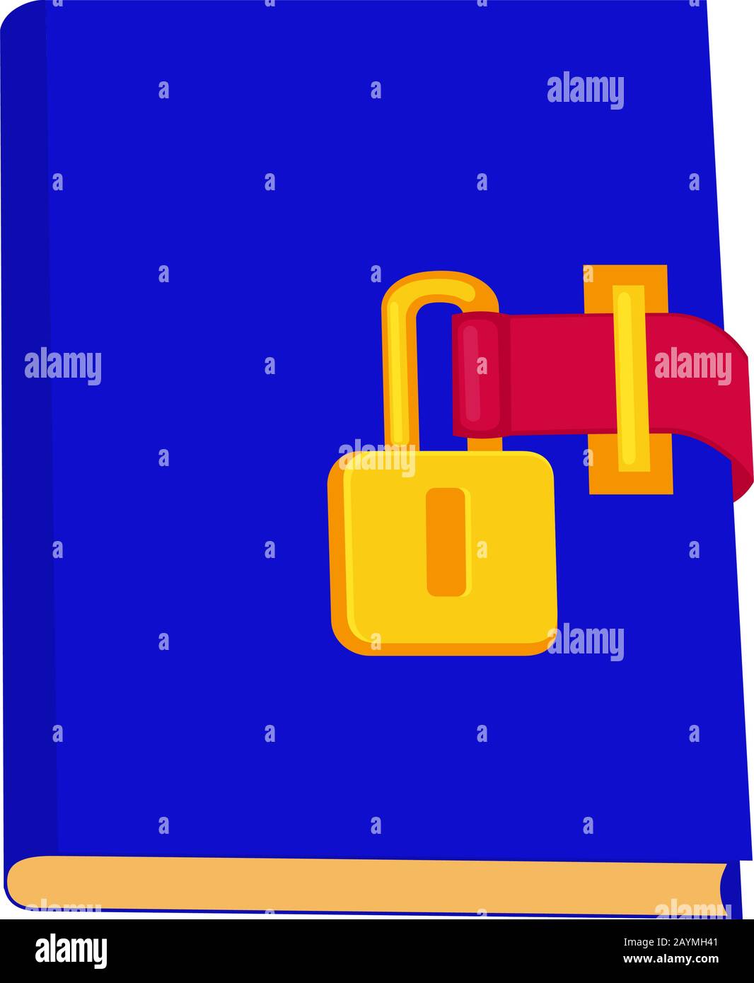 Cartoon locked blue diary. Girl secret journal. Fairy tale theme vector ...