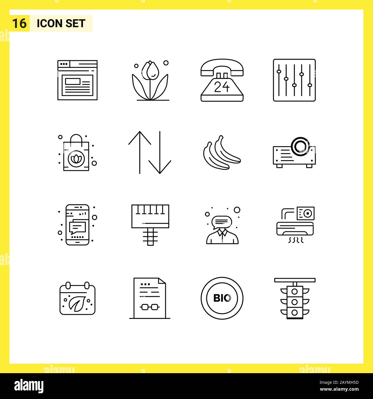 16 Icon Set. Simple Line Symbols. Outline Sign on White Background for ...