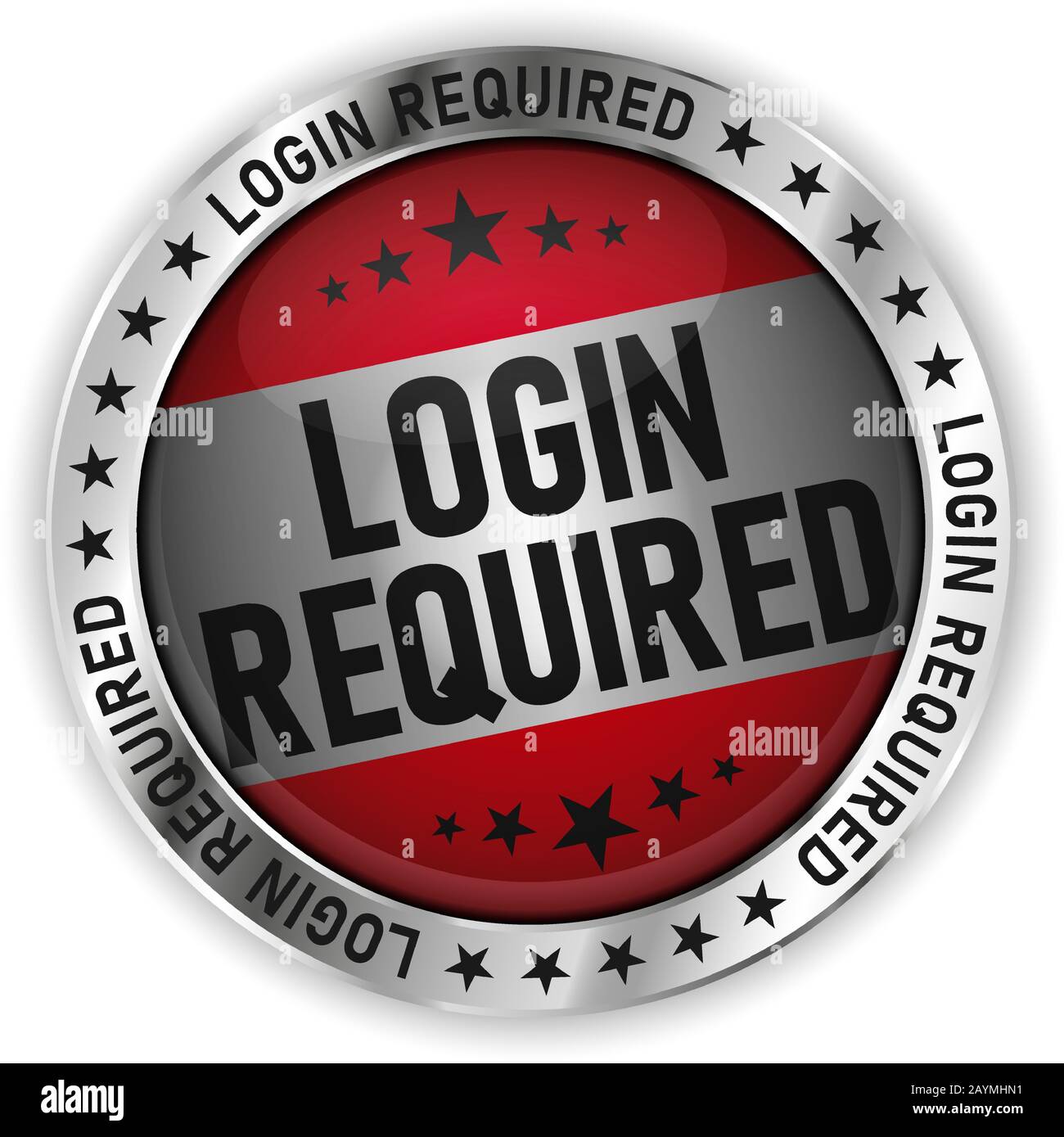 Login required Sign button Silver medal badge on a white background ...