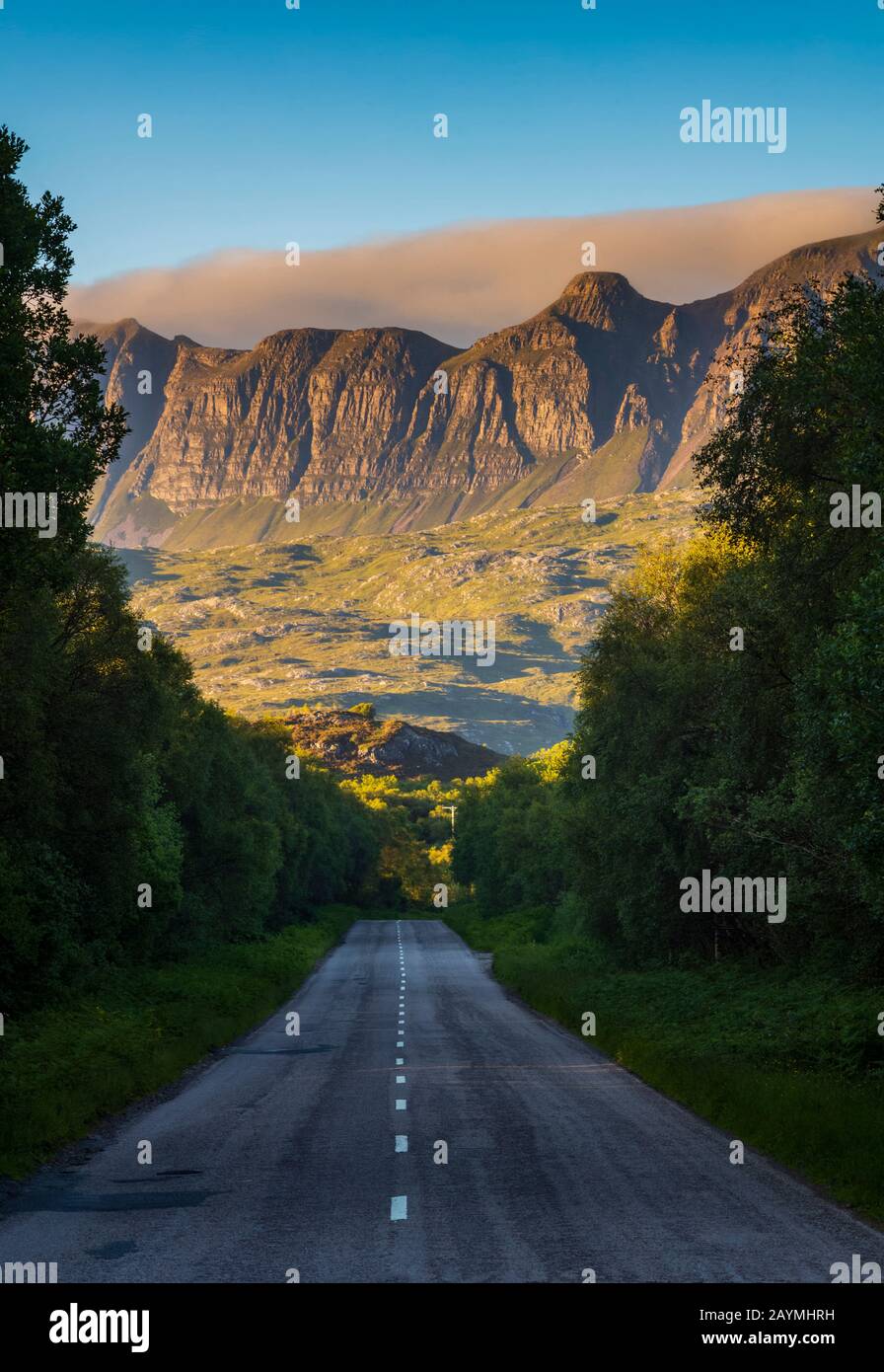 The mountain range of the Knockan Crag National Nature Reserve at ...