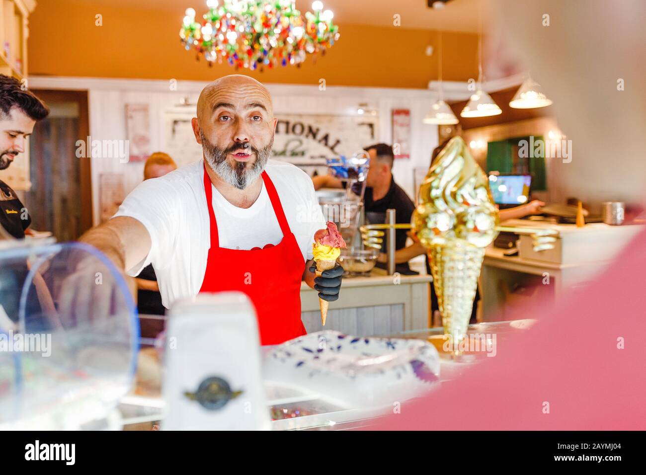 12 MAY 2018, SLOVAKIA, BRATISLAVA: Charismatic and handsome chef with a ...