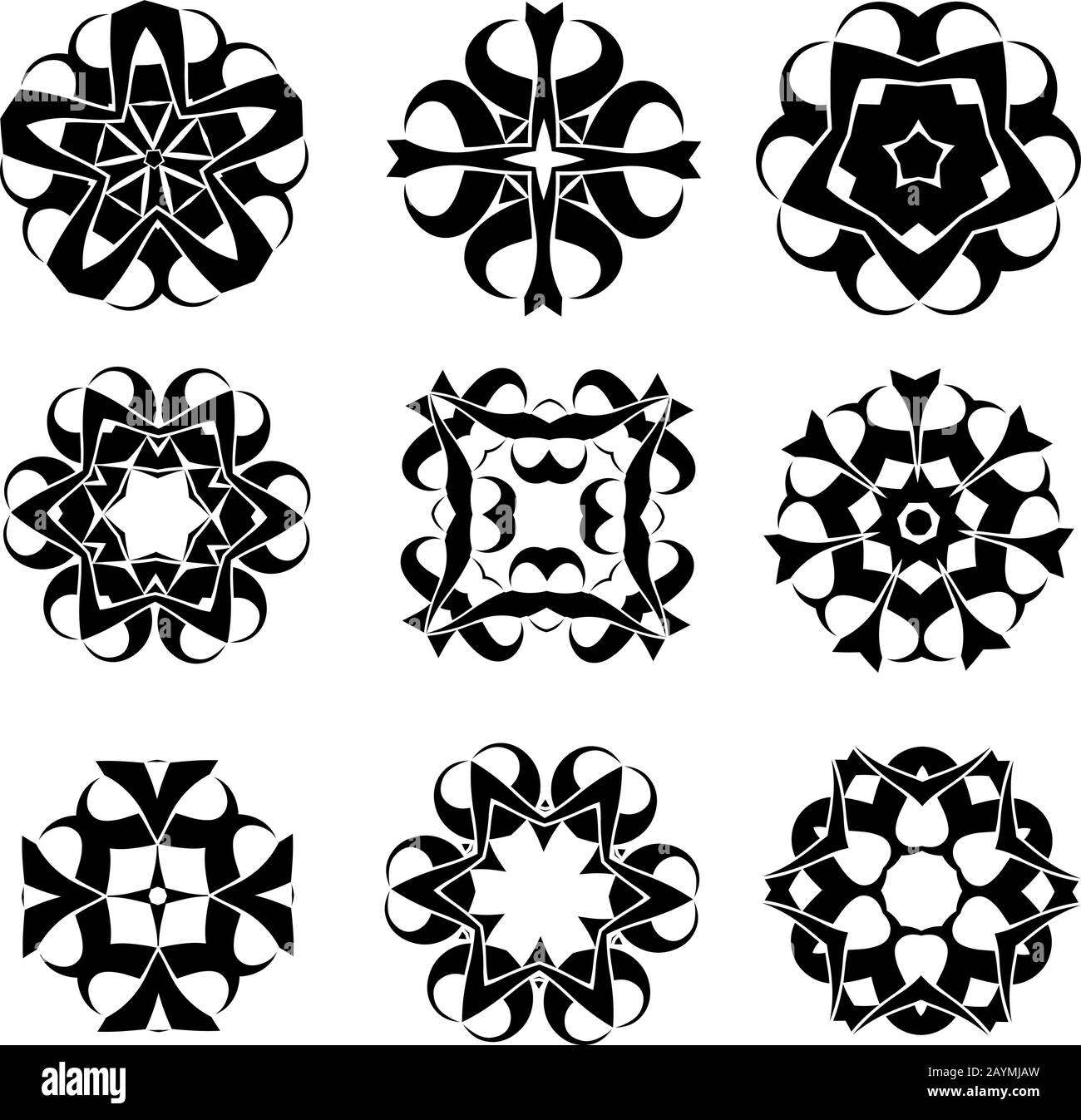 Abstract ornament set in black ink style Stock Vector Image & Art - Alamy