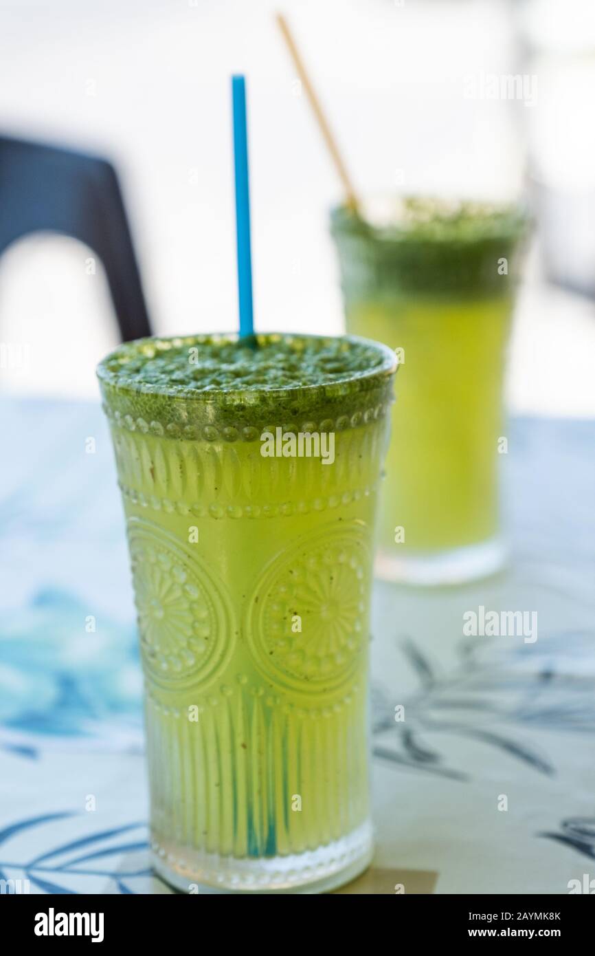 Soft drink in Jordan made with mint,lremon and juice Stock Photo - Alamy