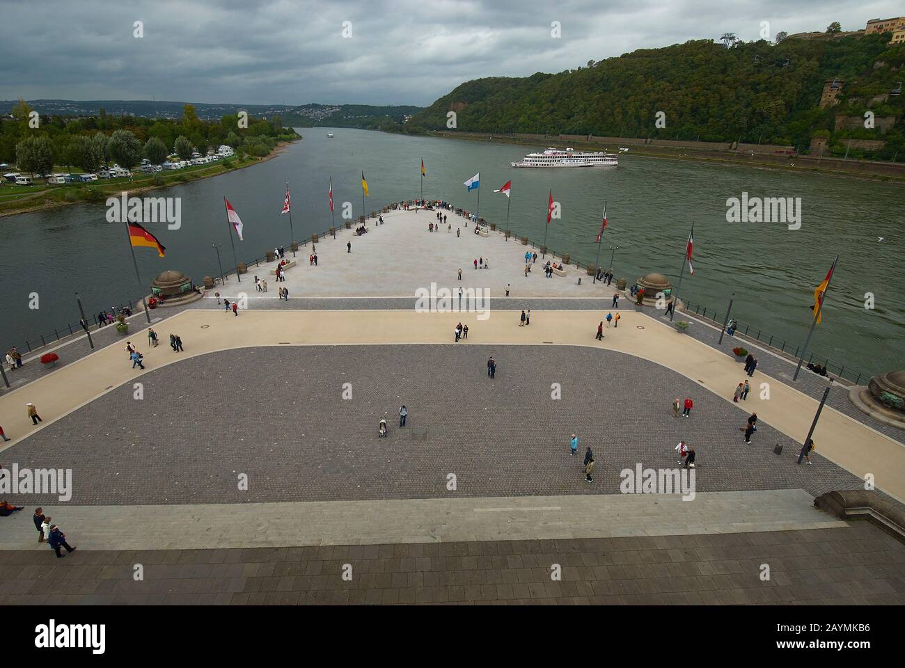 The "German Corner" (Deutschland Eck), a spit of land like a ship's bow ...