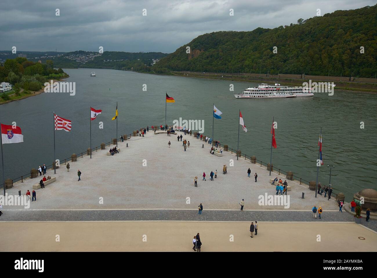 The "German Corner" (Deutschland Eck), a spit of land like a ship's bow ...
