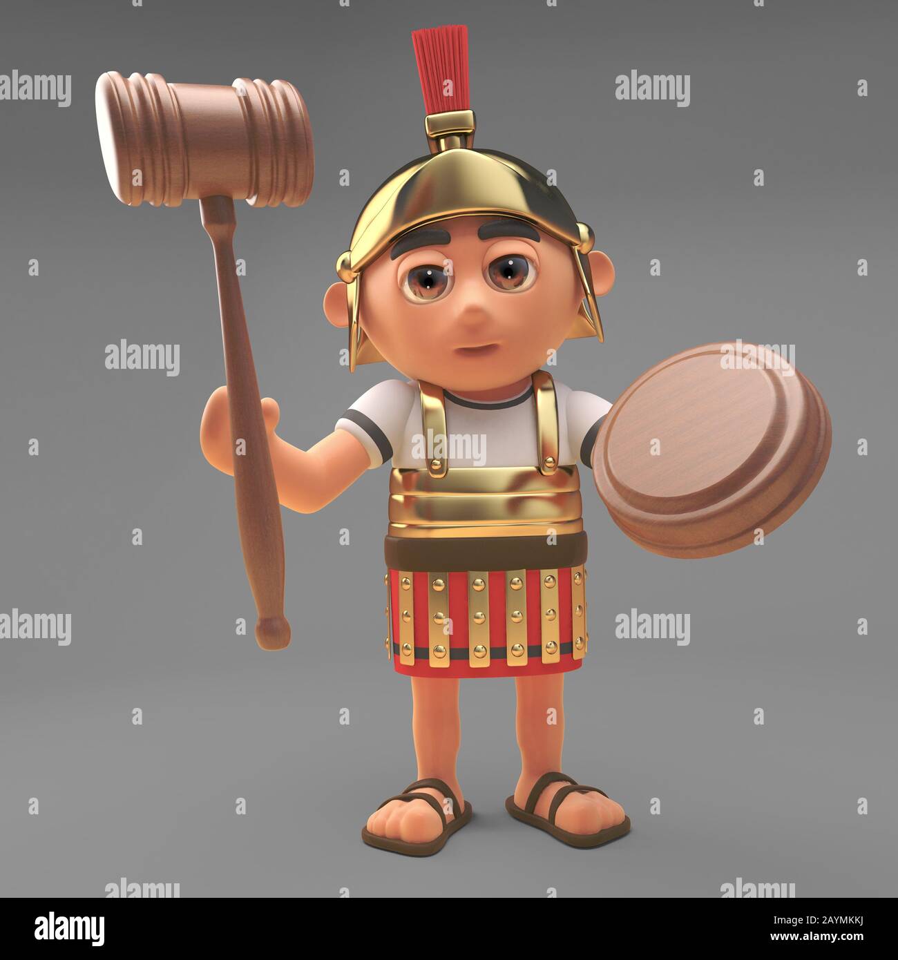 Crafty Roman centurion soldier holding an auction, 3d illustration ...