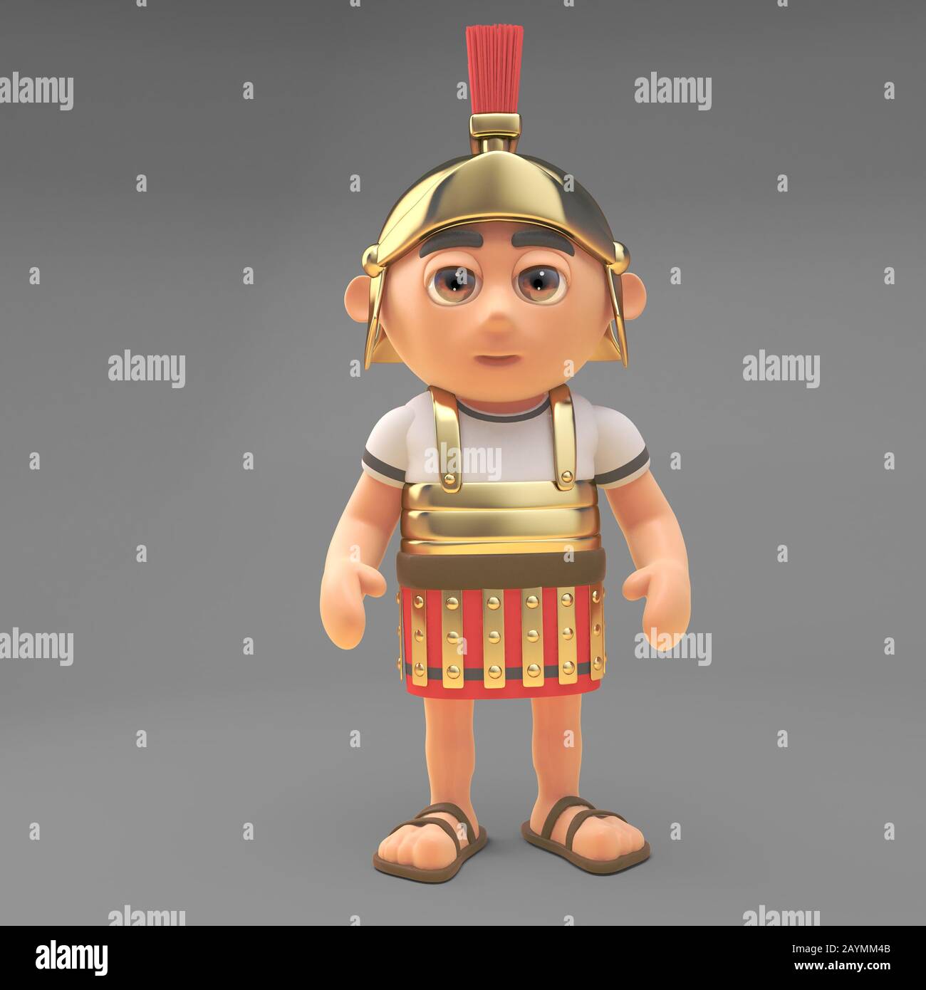 Determined Roman centurion soldier stands firm, 3d illustration render ...