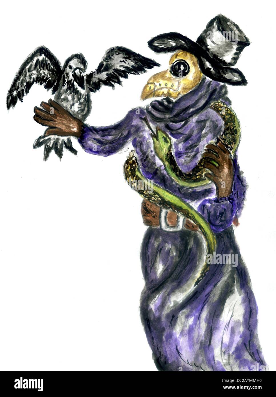 Abstract medieval plague doctor costume hand drawn illustration Stock ...