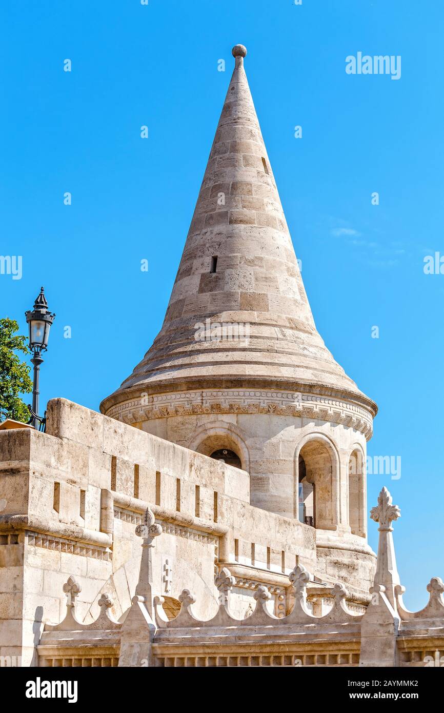 Panorama of a Fisherman Bastion architecture in Budapest, Hungary Stock ...
