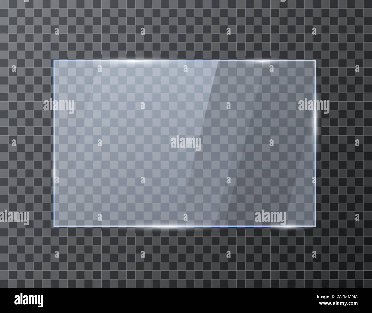 Empty rectangle glass banner. Glossy frame template with reflection ...