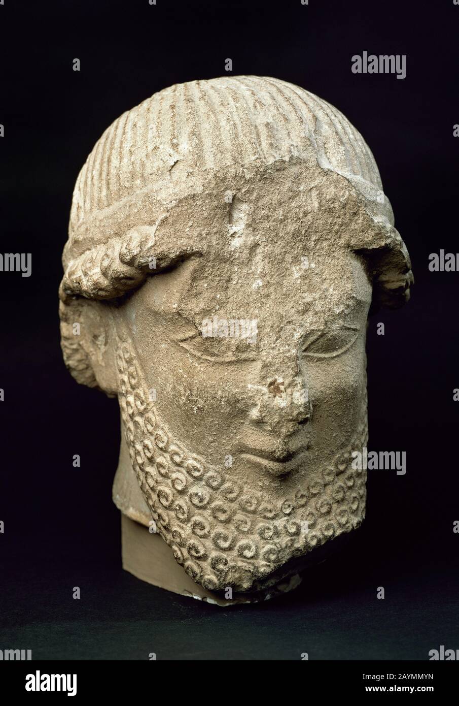 Cypriot head. Sandstone. 500-450 BC. From Cyprus island. Period of ...