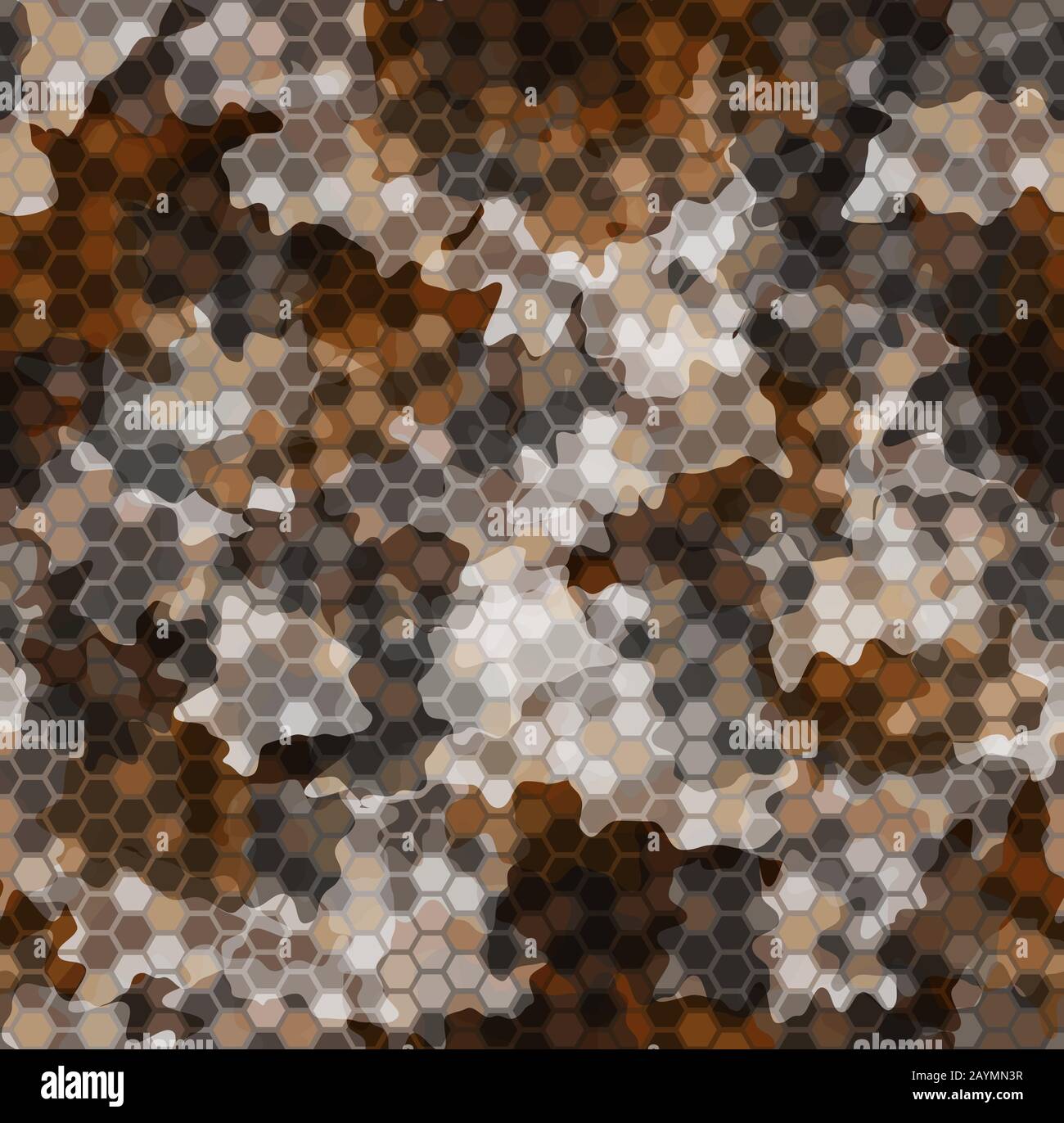 Seamless ornament pattern with halftone hex cells in linear style Stock ...