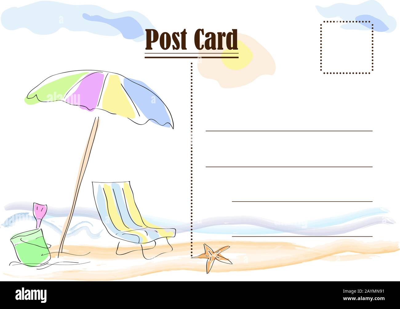 Watercolor postal Stock Vector Images - Alamy