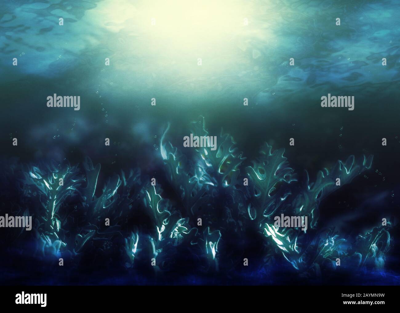 Corals or seaweed, abstract underwater background design Stock Photo ...