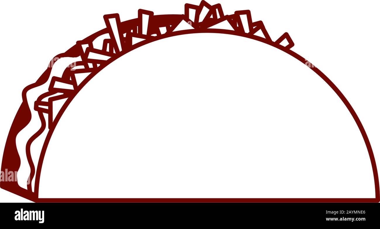 Taco line style icon design, Eat fast food restaurant menu dinner lunch ...