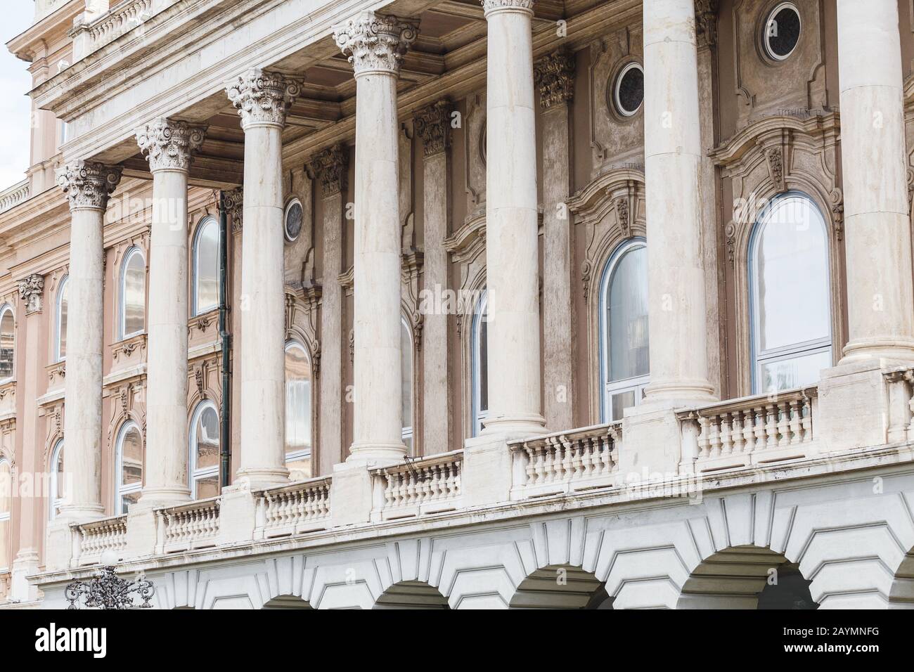 Columns and a gate in the buda castle in budapest hi-res stock ...