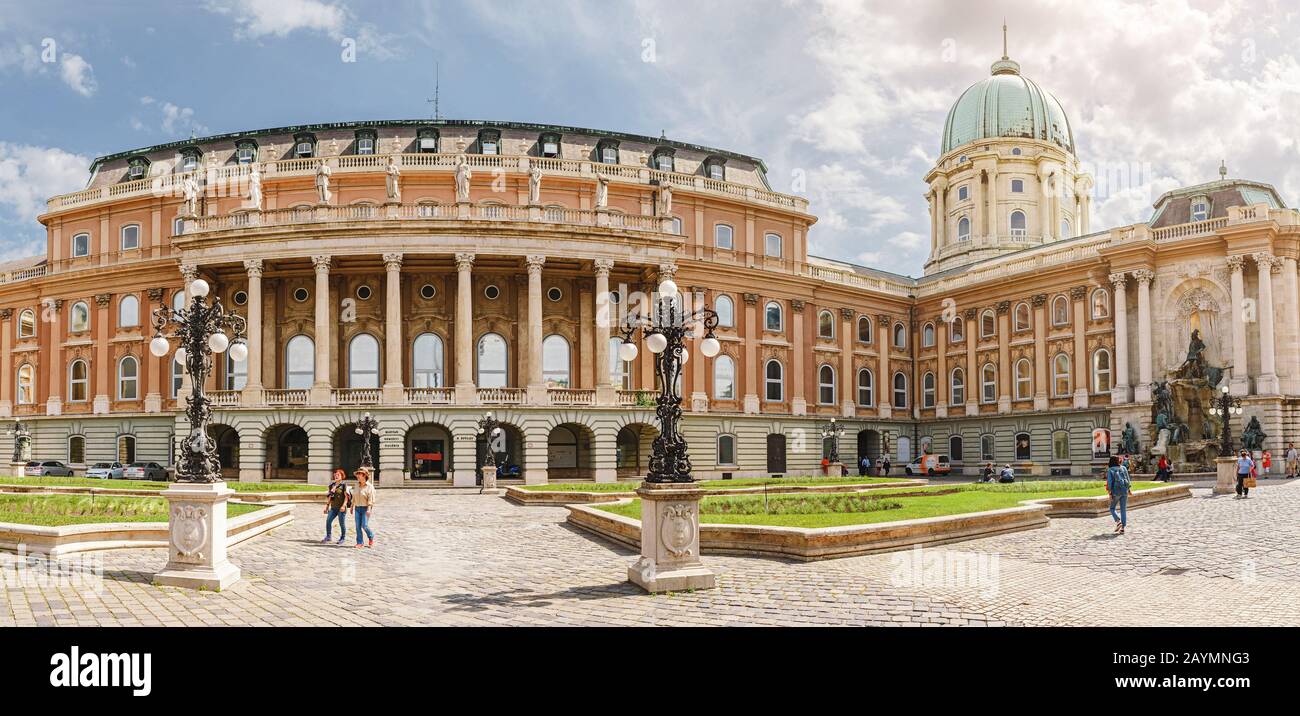 14 MAY 2018, BUDAPEST, HUNGARY: Panorama of courtyard of the Royal ...